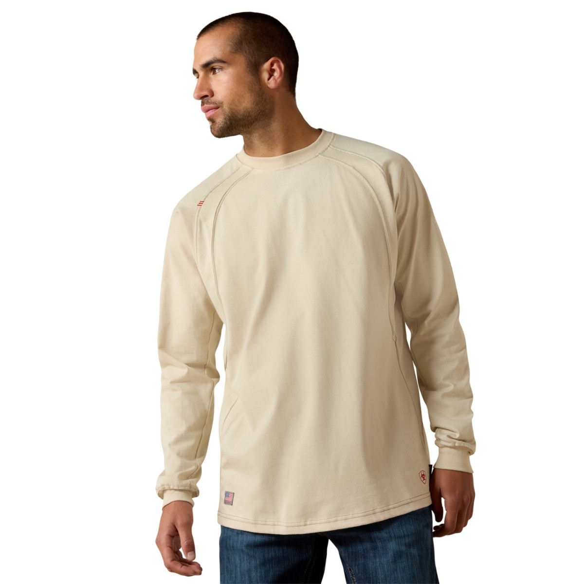 Ariat FR Long Sleeve Work Crew T-Shirt in Sand