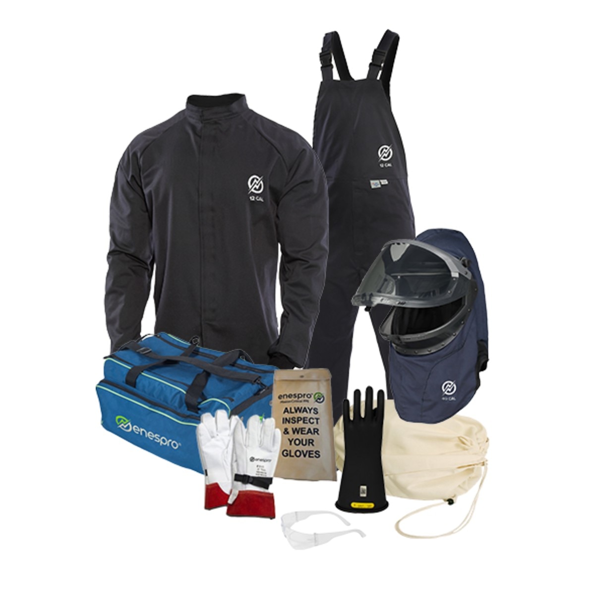 Enespro ArcGuard 40 Cal Arc Flash Jacket & Bib Kit with Lift Front Hood ...